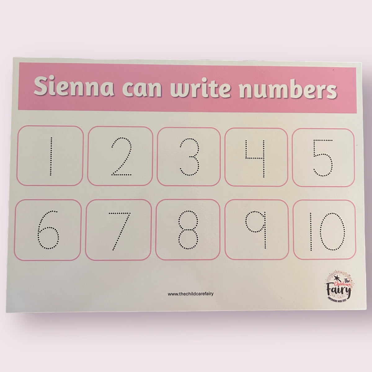 PERSONALISED Numbers 1-10 wipe clean learning mat – Childcare Fairy